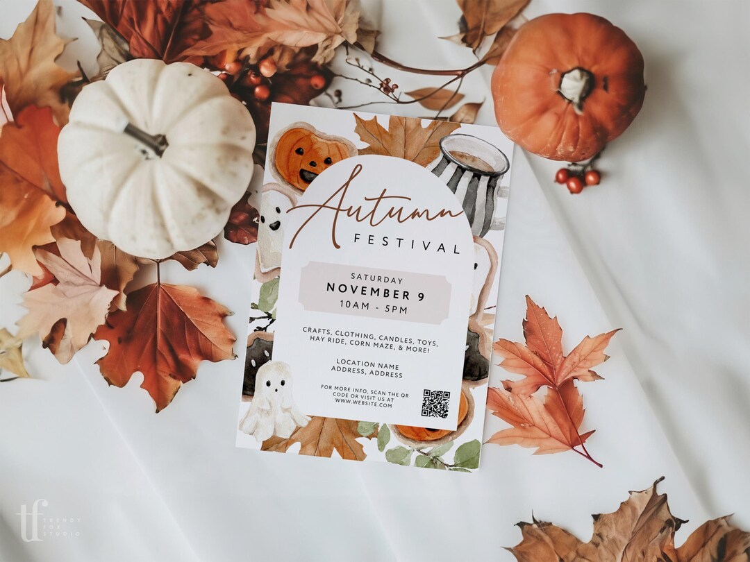 Fall Party Invitation Canva Template, Autumn Festival Party Invite ...