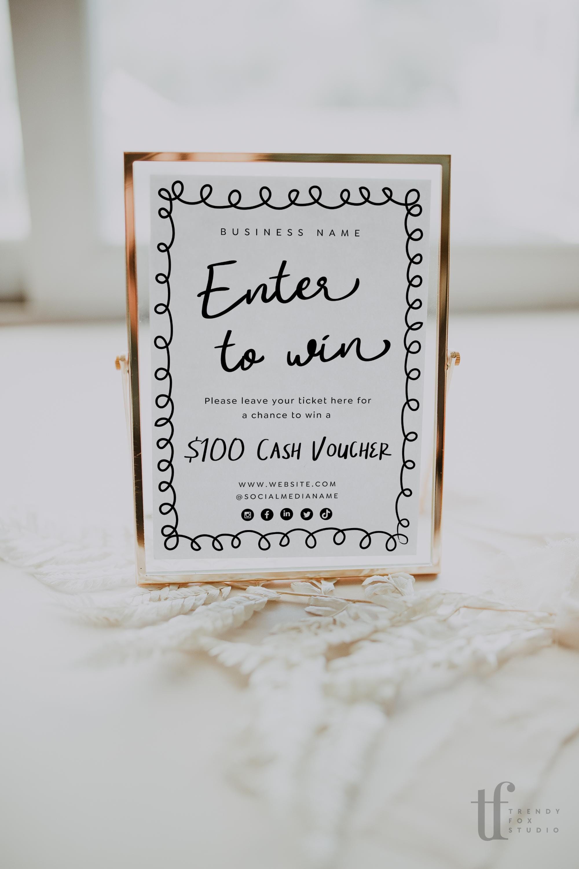 Whimsical Raffle Sign Canva Template, Cute Fun Enter to Win Poster, Pop ...