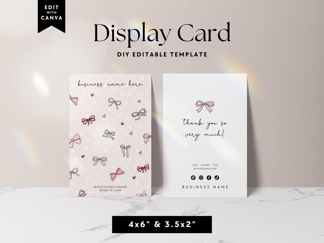 Coquette Hair Bow Backing Card Template, Hair Bow Packaging Display ...