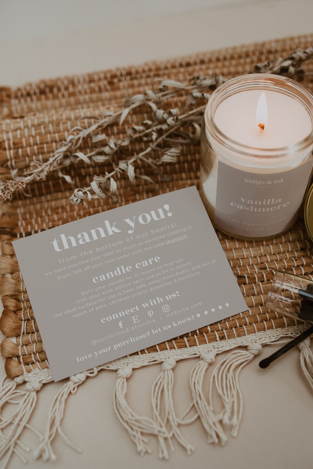 Printable Candle Label Template With Matching Candle Care Card ...