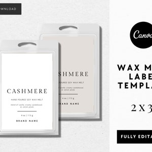 Modern Wax Melt Label Template, Editable Label DIY Minimal Wax Tart ...