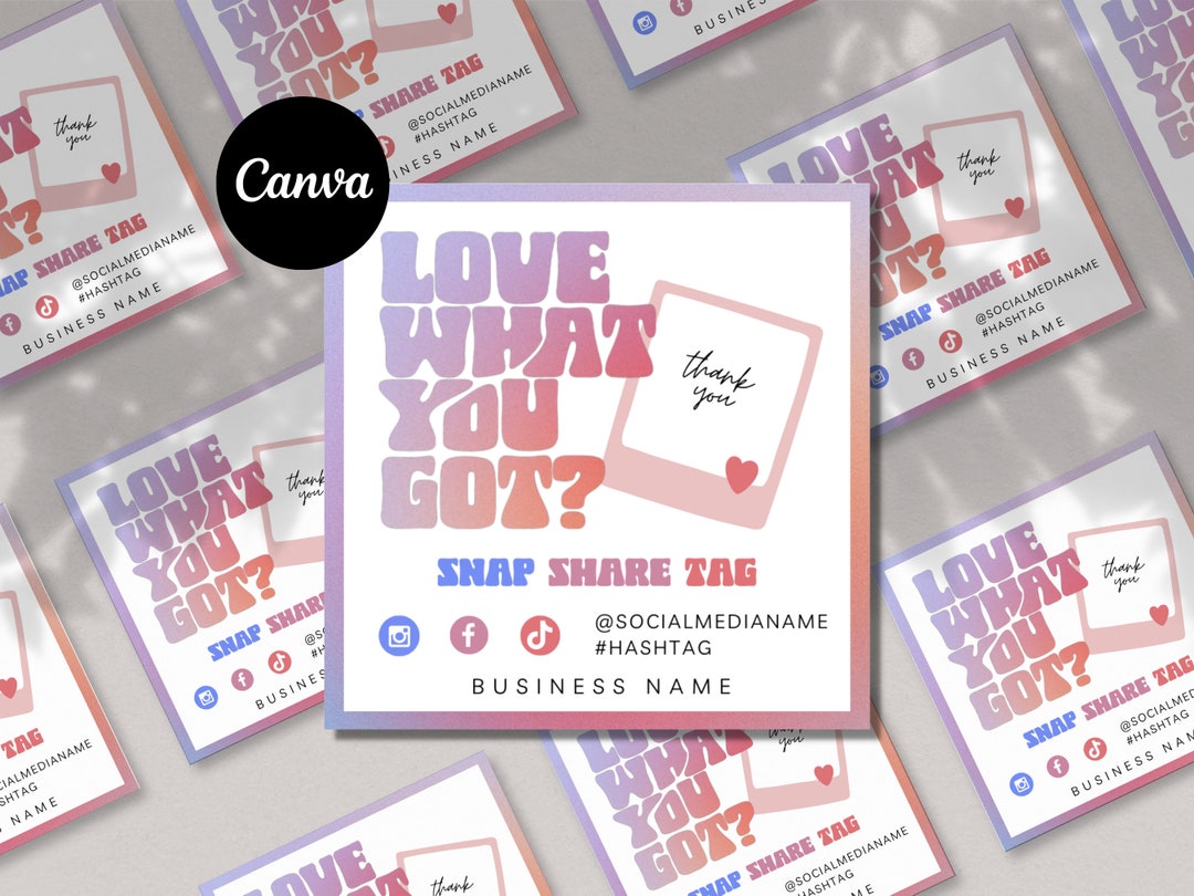 Retro Snap and Share Card Template, Social Media Card Template, DIY ...