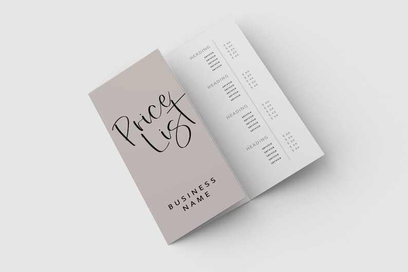 DIY Tri-fold Printable Price List Template Editable Trifold - Etsy