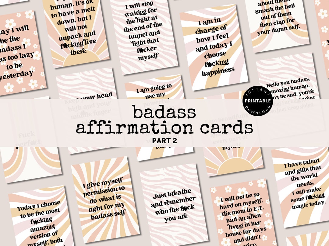 Printable Badass Affirmation Cards Sweary Affirmation Deck Motivational ...