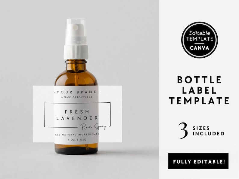 Editable Product Label Template, Room Spray Label Template, 2x2 3x2 DIY ...