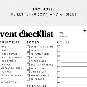 Pop-up Shop Checklist, Vendor Event Planner, Craft Show Checklist ...
