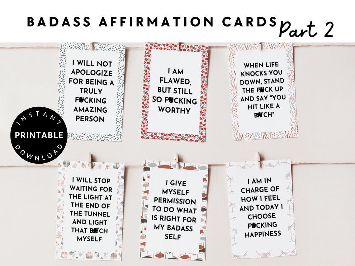 Printable Badass Affirmation Cards Sweary Affirmation Deck - Etsy