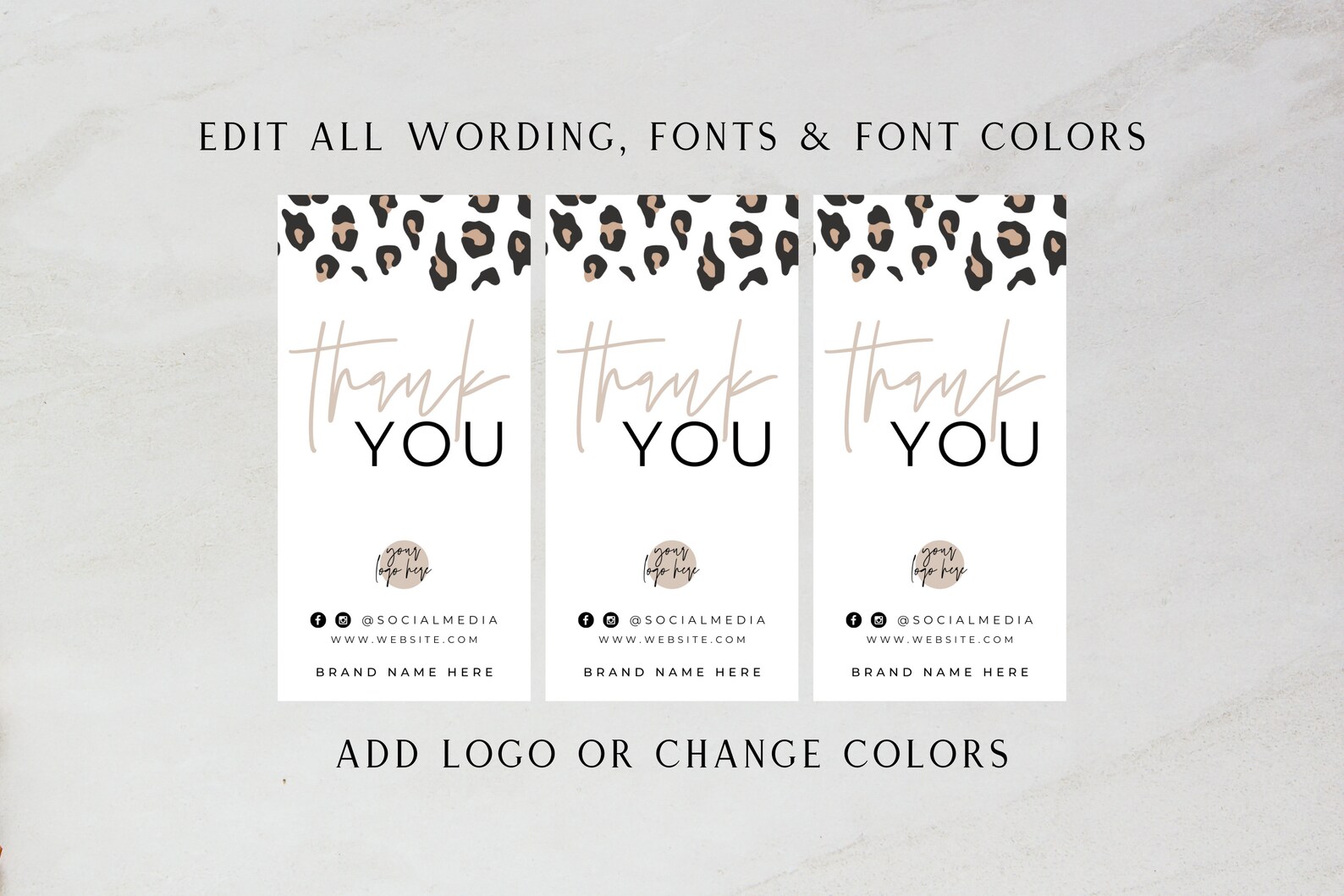 Leopard Box Label Template Editable Packaging Labels Order - Etsy