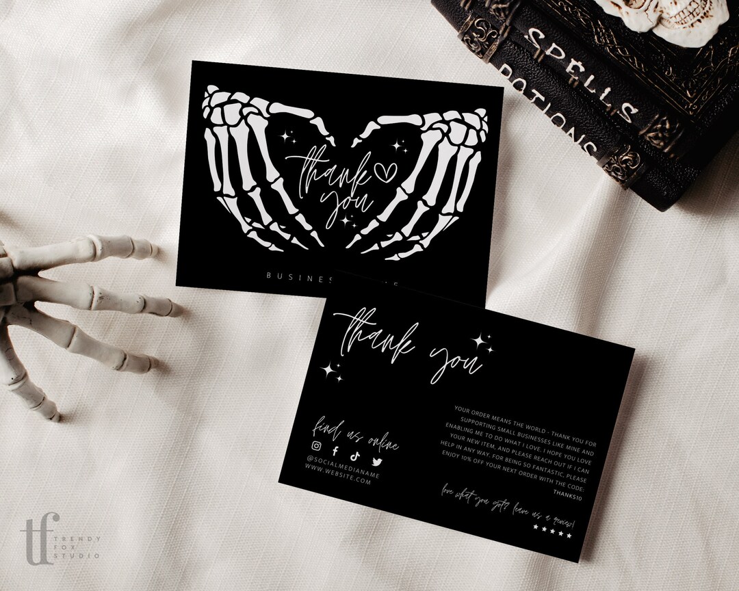 EDITABLE Halloween Business Thank You Card Canva, Black Thank You Card ...