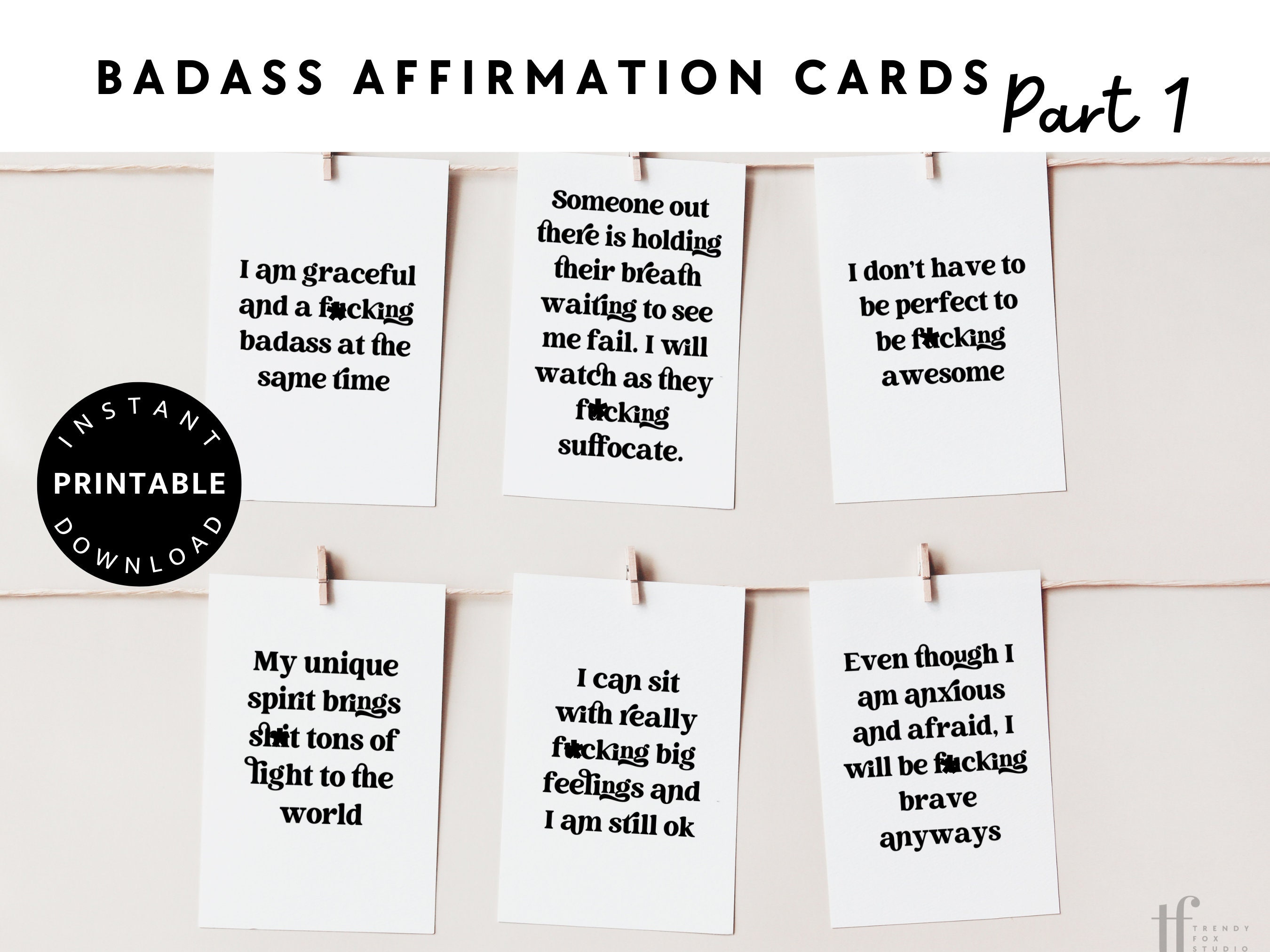 Printable Badass Affirmation Cards Sweary Affirmation Deck - Etsy Australia