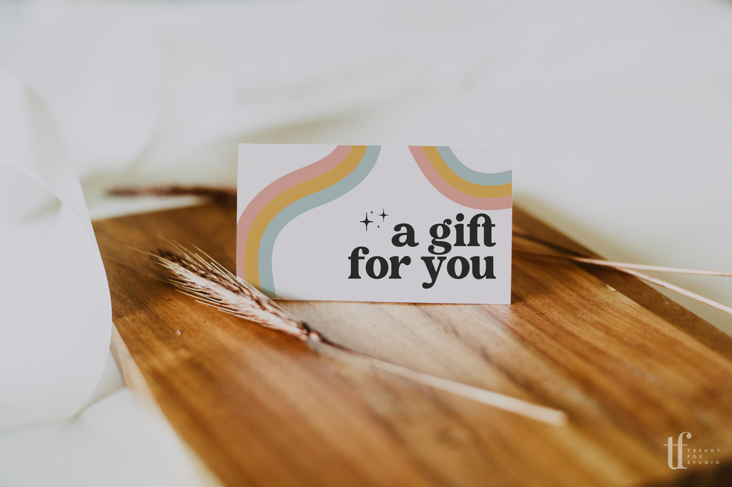 Retro Coupon Card Canva Template, Printable Rainbow Business Marketing ...