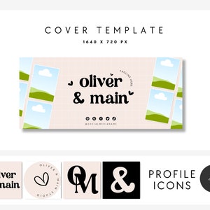 Retro Facebook Cover Template, Neutral Facebook Banner, Facebook Icon ...