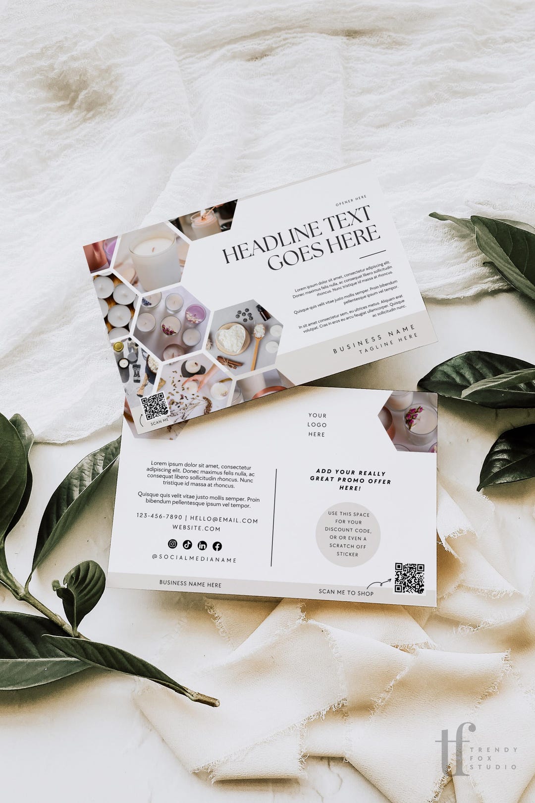 Wholesale Post Card Canva Template, Candle Soap Photo Mailer QR Code ...