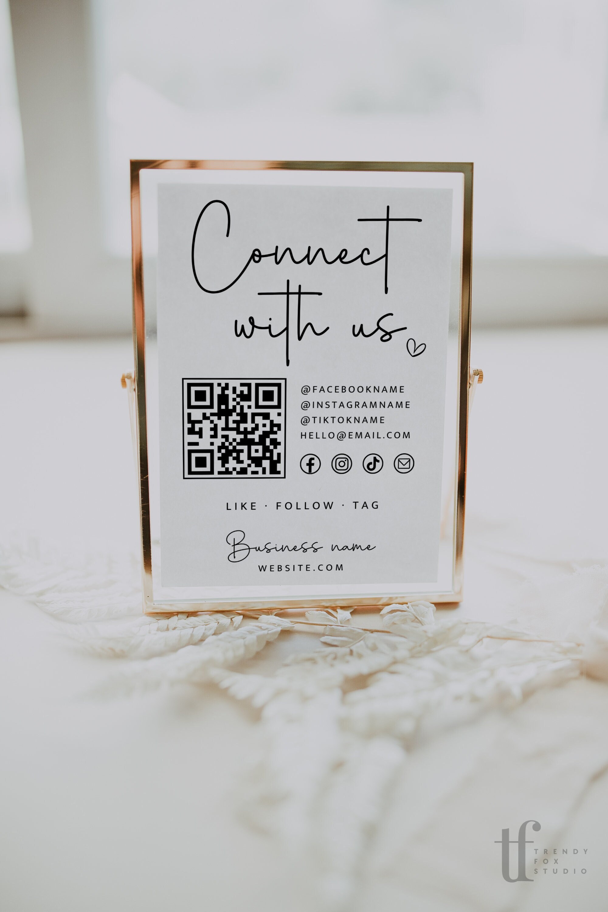 Social Media Sign Canva Template DIY Follow Us on Social - Etsy