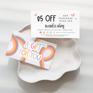 Rainbow Coupon Card Template, Printable Business Coupon Canva Template ...