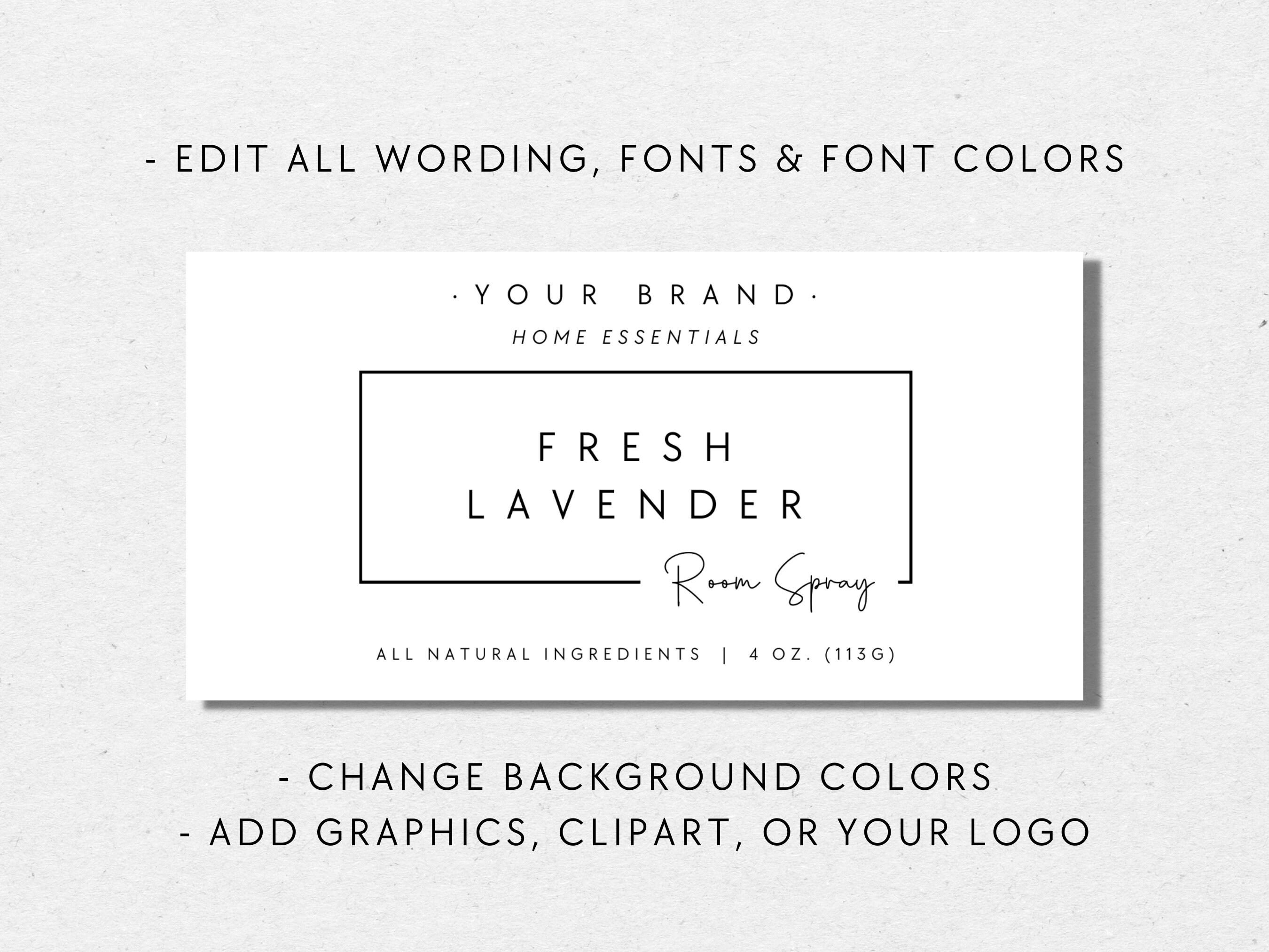 Editable Product Label Template, Room Spray Label Template, 2x2 3x2 DIY ...
