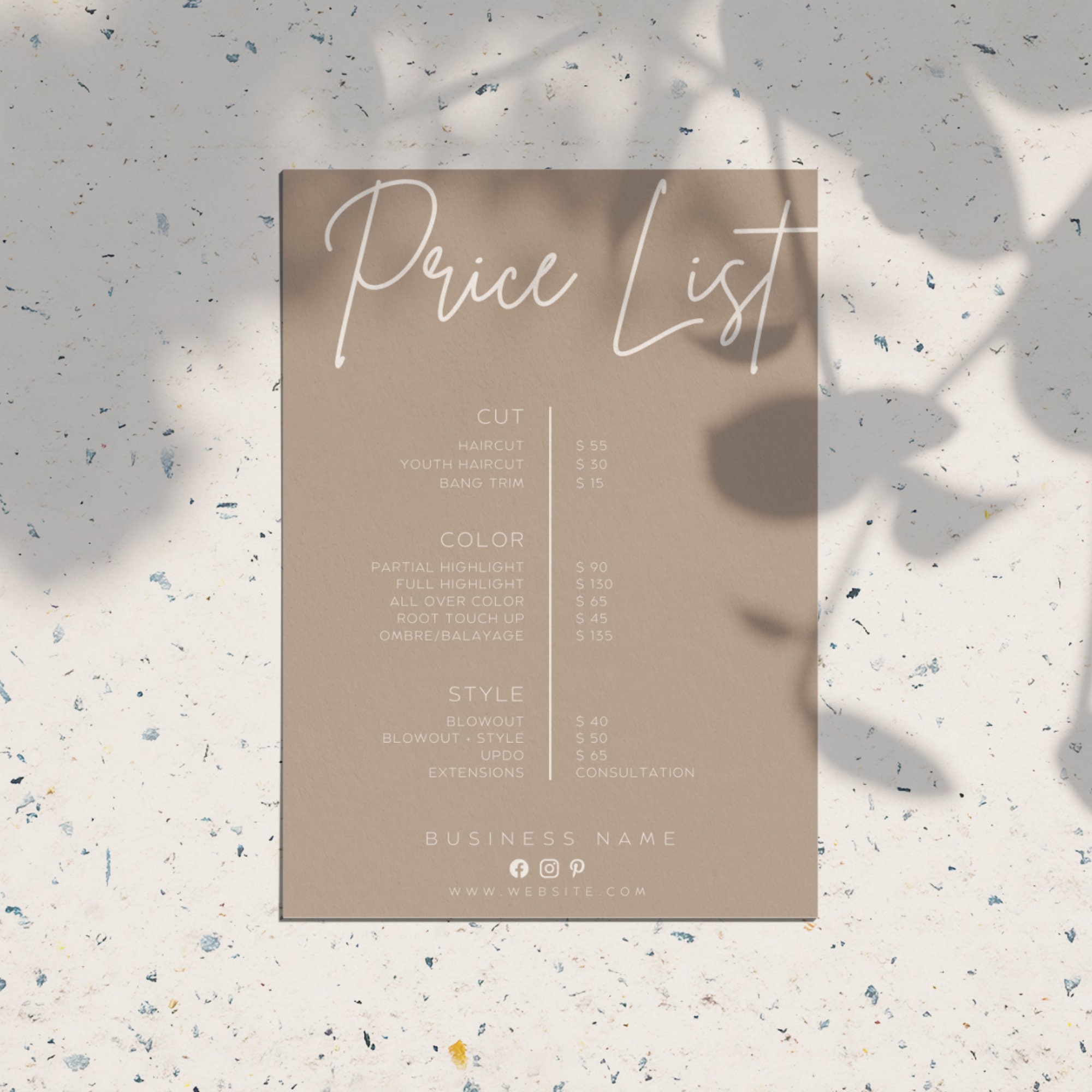 Buy Diy Printable Price List Template Editable Price Sheet Pricing List 