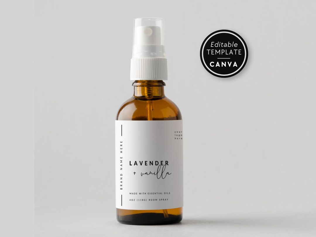 Room Spray Label Template, Editable Product Label Template, 2x2 3x2 DIY ...