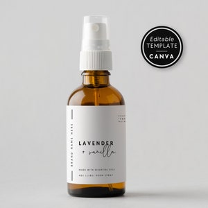 Room Spray Label Template, Editable Product Label Template, 2x2 3x2 DIY ...