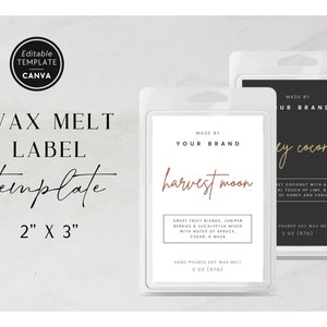 Wax Melt Label Template, Modern Editable Wax Label, DIY Minimal Wax ...