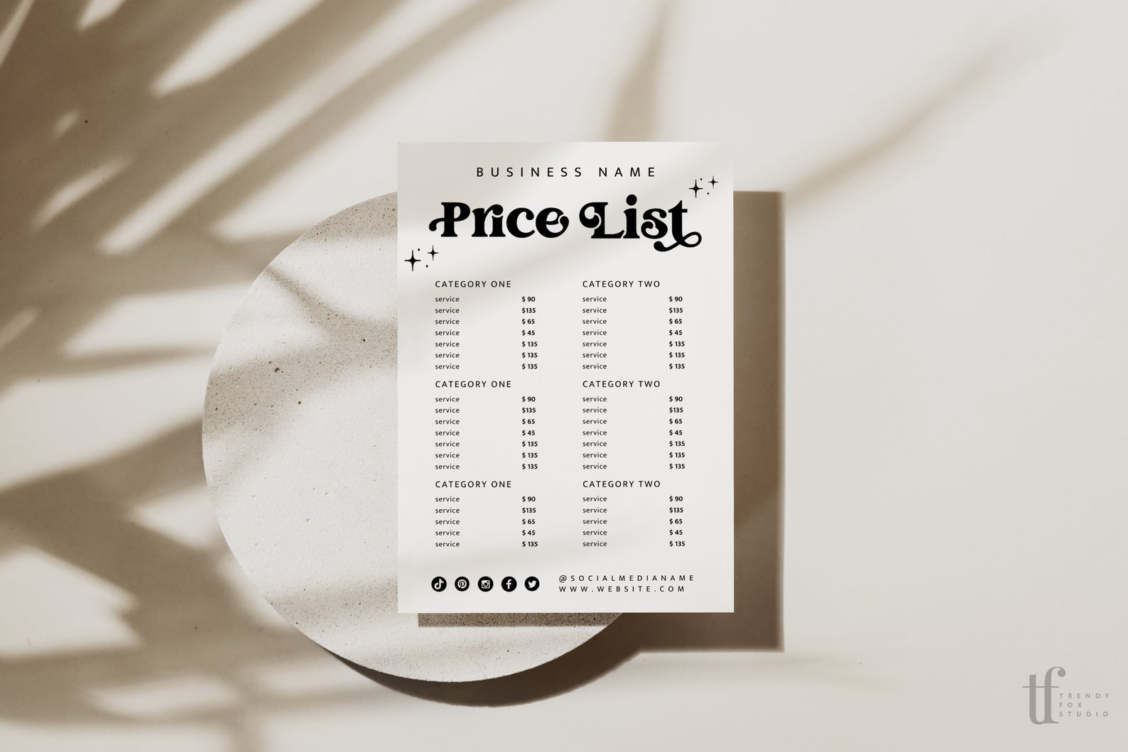 Retro Price List Canva Template, Printable Pricing Sign, Editable ...