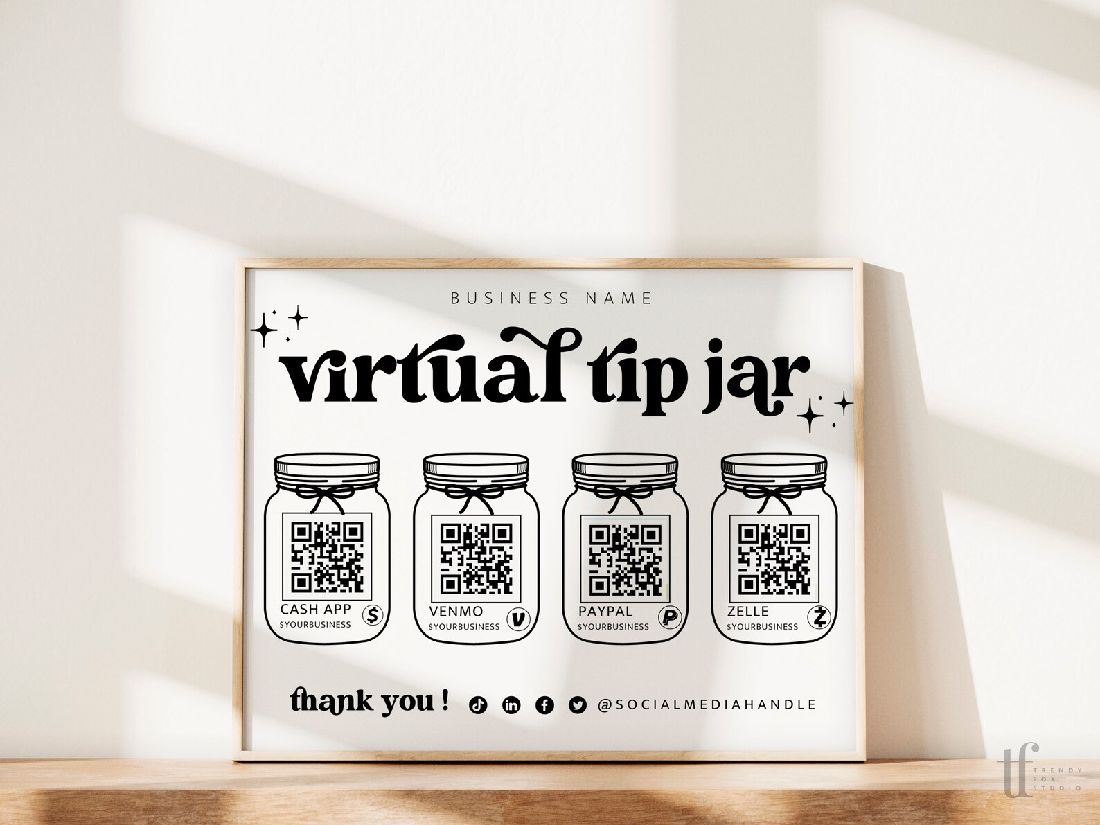 Printable Virtual Tip Jar Venmo Cashapp Payment Sign QR Code - Etsy
