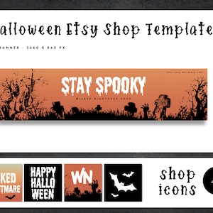 Halloween Etsy Banner Canva Template Etsy Store Branding - Etsy