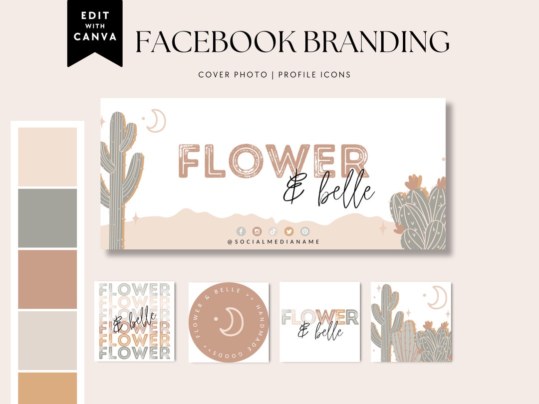 Western Facebook Cover Canva Template, Cactus Facebook Banner, Facebook ...
