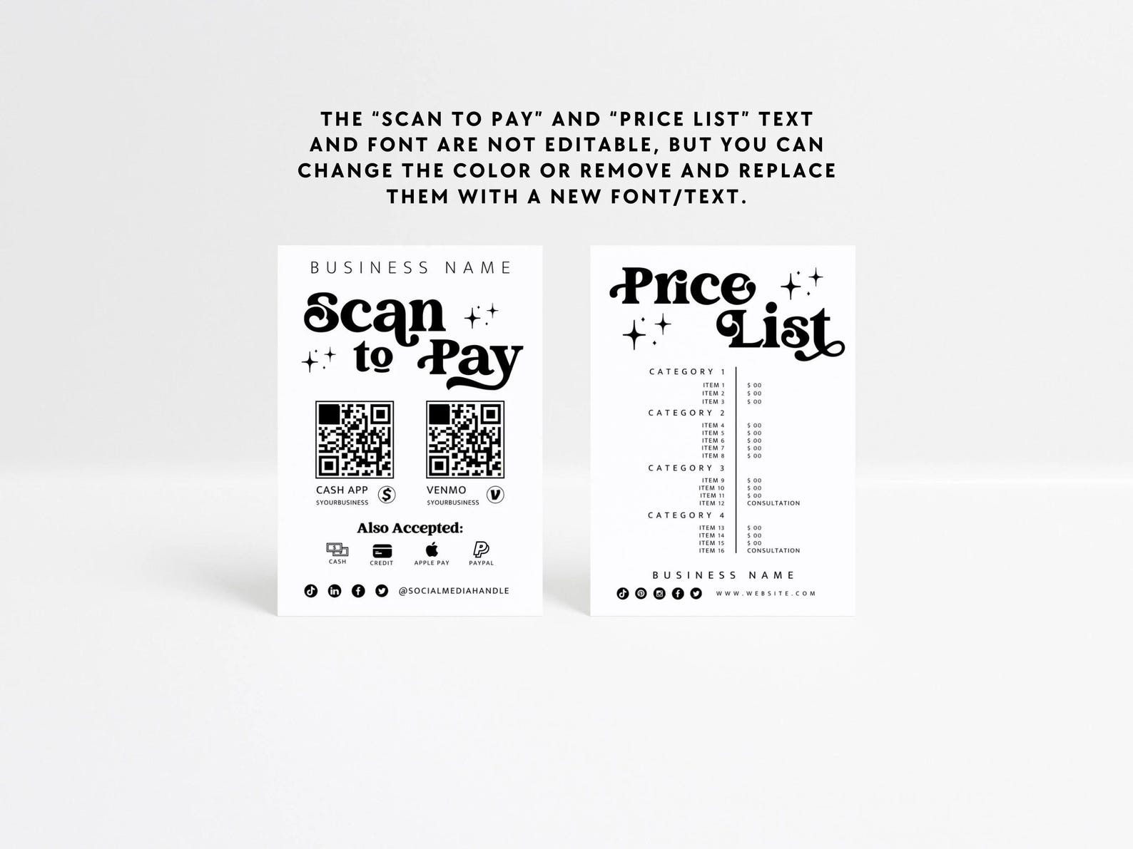Retro Scan to Pay Sign & Price List Template, QR Code Sign, Printable ...