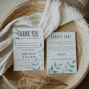 Small Business Care Card Template Greenery Care Card Package - Etsy