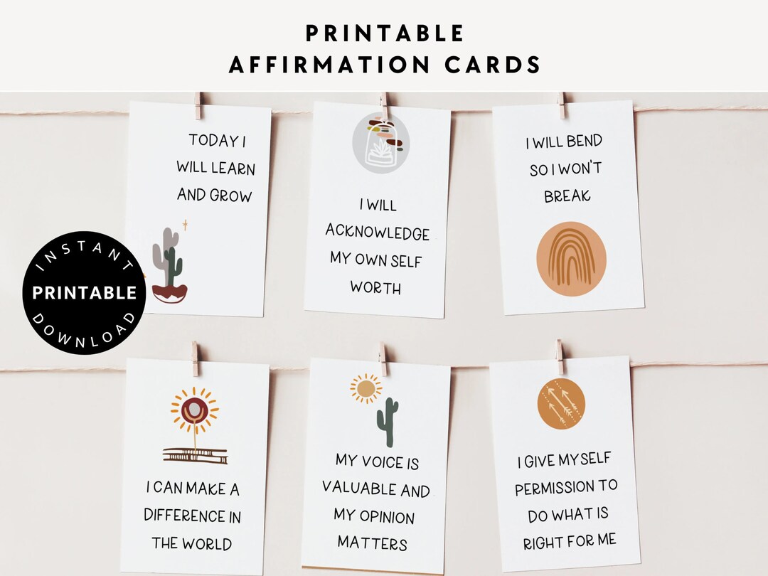 Printable Boho Affirmation Cards Affirmation Deck - Etsy