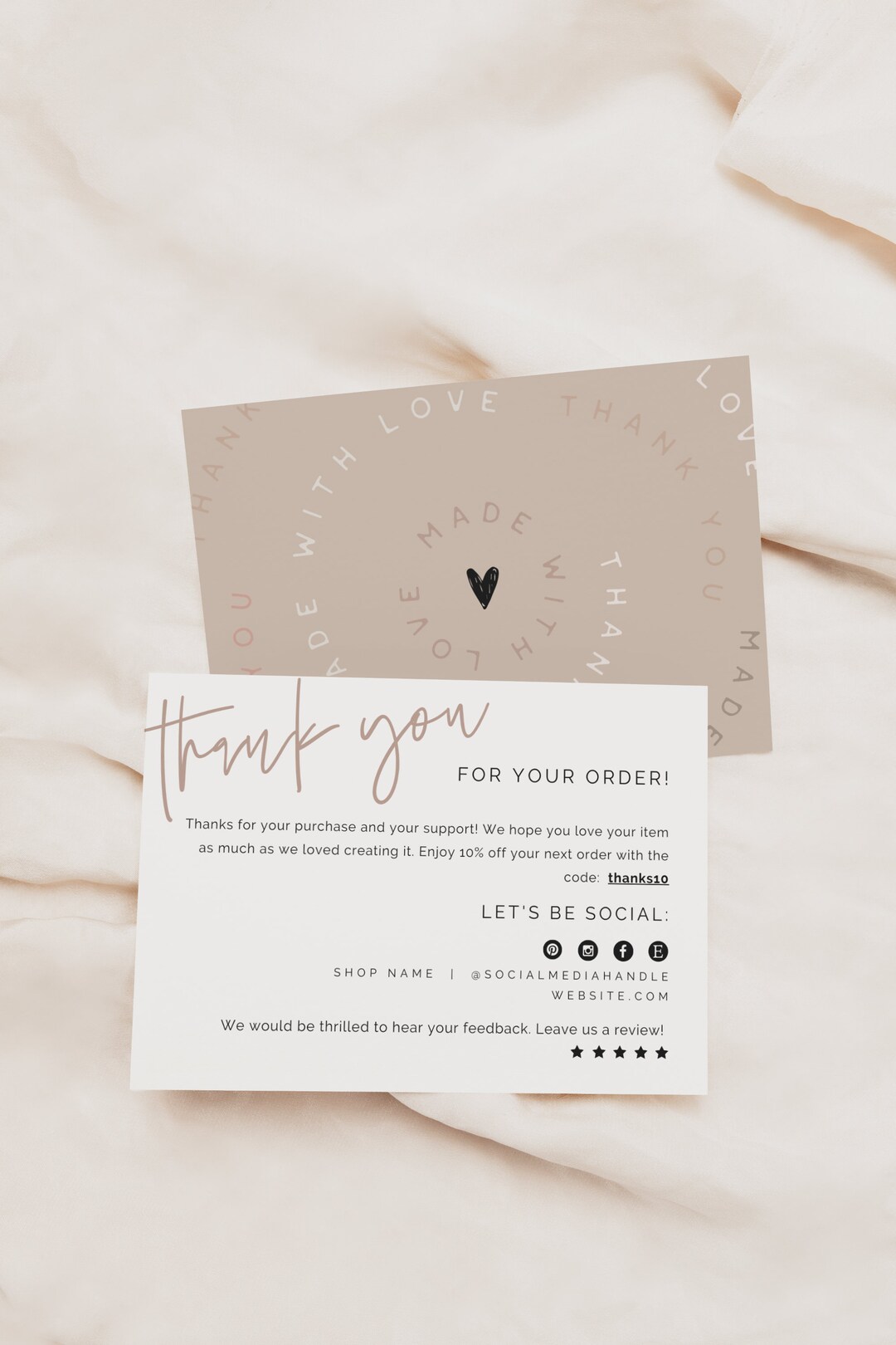 Small Business Thanks for Your Purchase Card Template, Made With Love ...