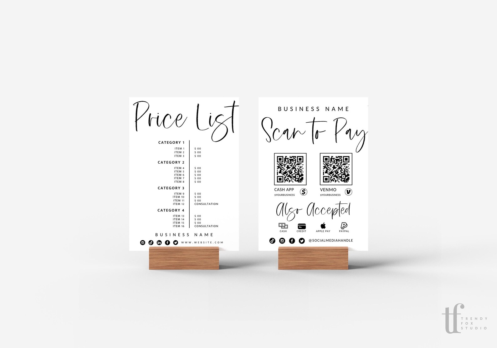 Modern Scan to Pay Sign & Price List Template, QR Code Sign, Printable ...