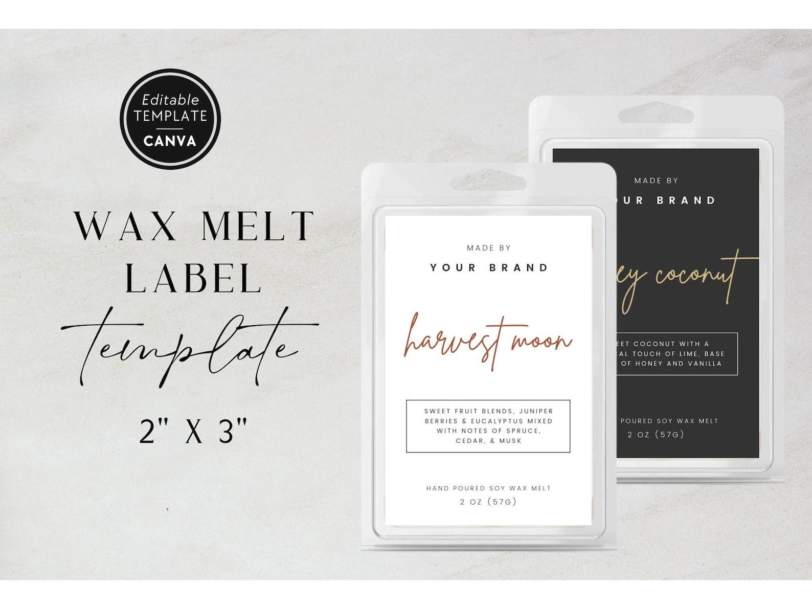 Wax Melt Label Template, Modern Editable Wax Label, DIY Minimal Wax ...