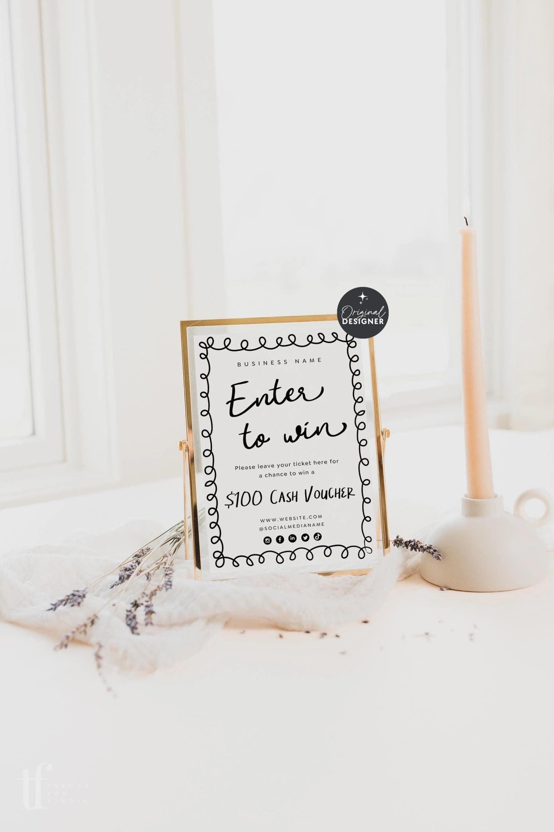 Whimsical Raffle Sign Canva Template, Cute Fun Enter to Win Poster, Pop ...