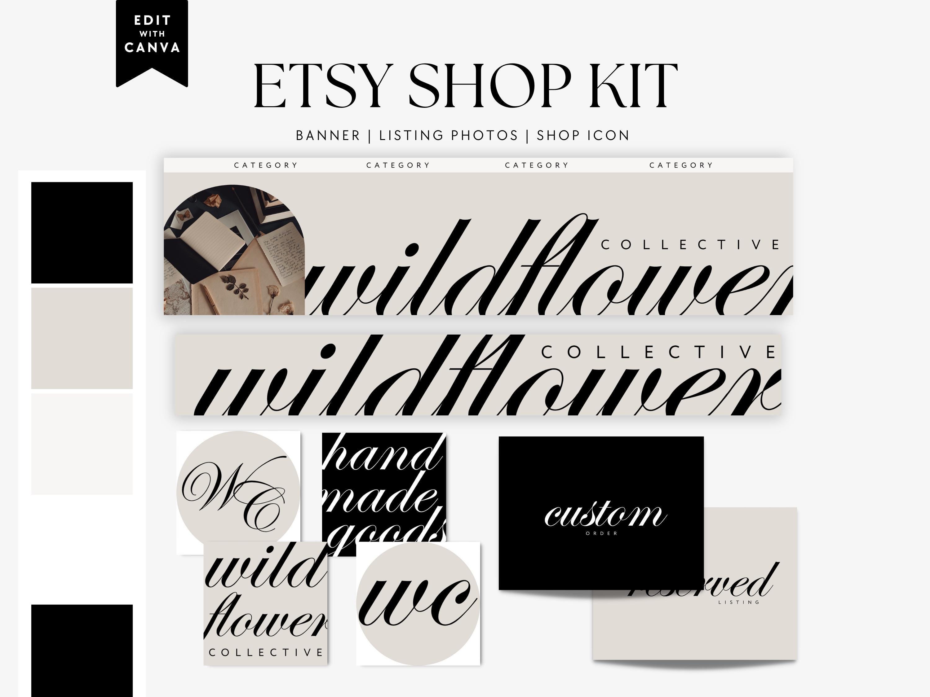 Luxury Etsy Shop Graphic Bundle Template, DIY Etsy Store Banner ...