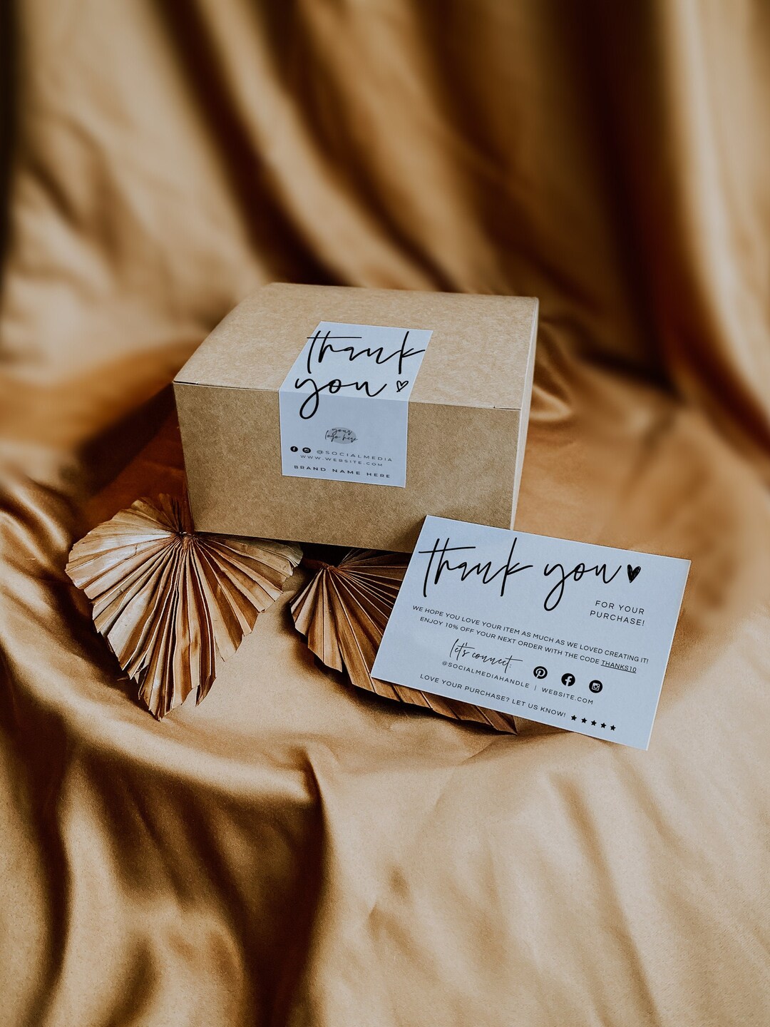 Box Label & Matching Thank You Card Template Bundle, DIY Business Thank ...