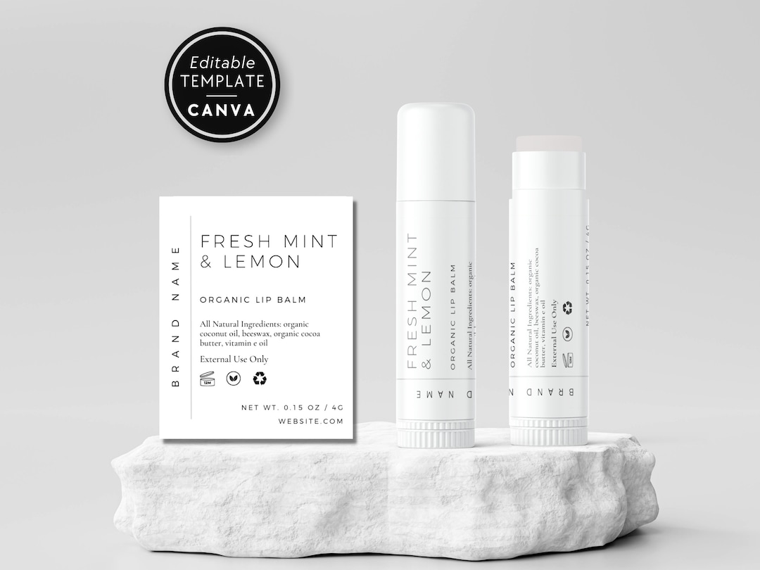 Lip Balm Label Template, Lip Balm Wrap Packaging, Editable Product ...