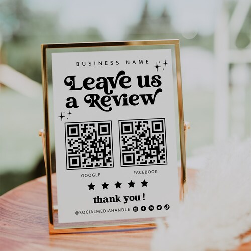 Business Review Sign Review QR Code Sign Template Facebook - Etsy