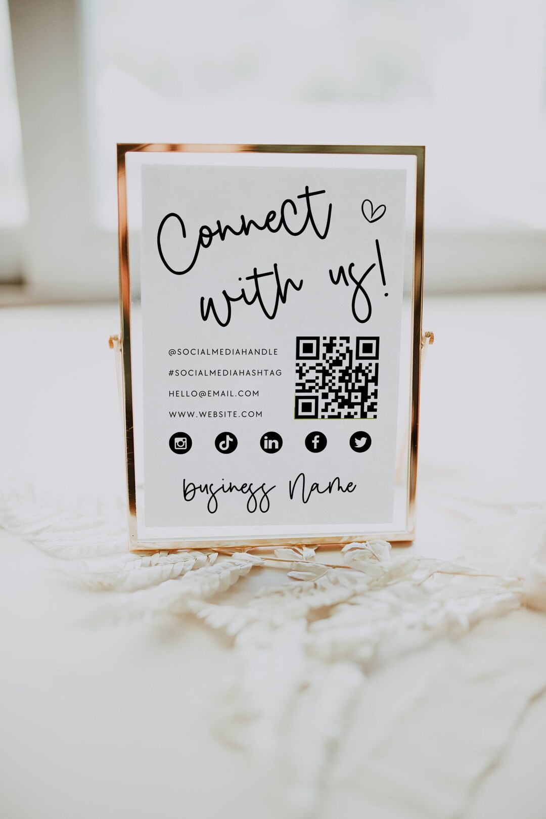 Social Media Sign Template, DIY Follow Us on Social Media, Small ...