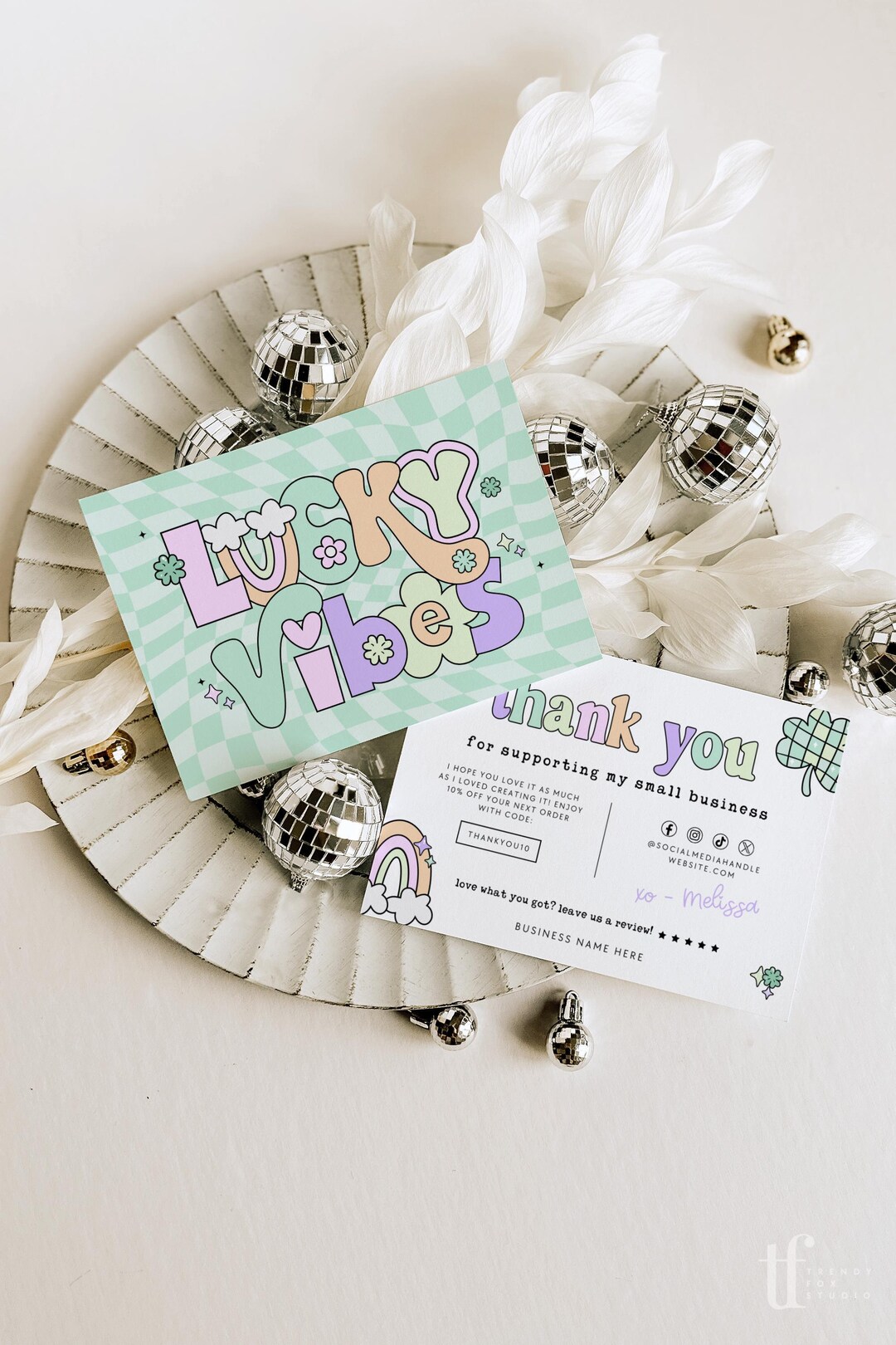 Retro St. Patrick's Day Business Thank You Card Canva Template, Pastel ...