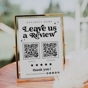 Ask for Review QR Code Sign Template Canva, Google Review Sign ...