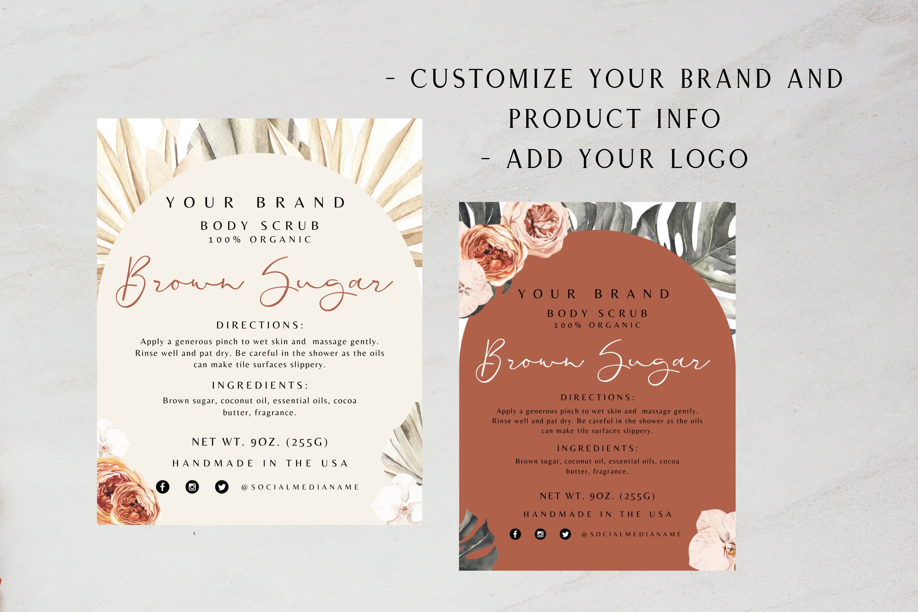 Boho Pouch Label Template Editable Body Product Label | Etsy