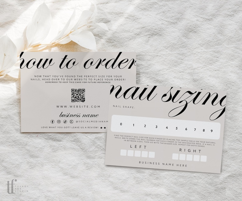 Aesthetic False Nails Sizing Kit Canva Template, Editable Artificial ...