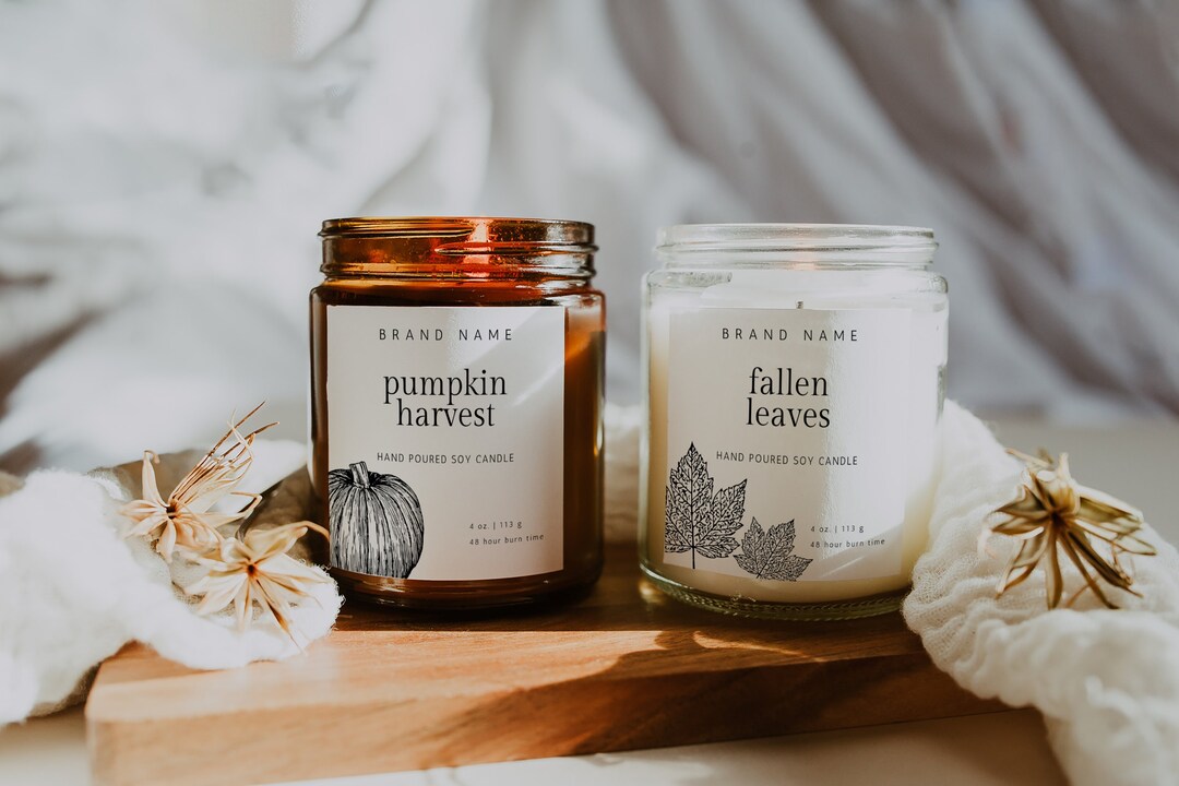Fall Candle Label Template, Editable Candle Labels, Minimalist Candle ...