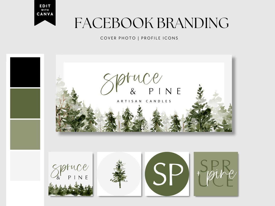Forest Facebook Cover Canva Template, Facebook Banner, Rustic Woodland ...