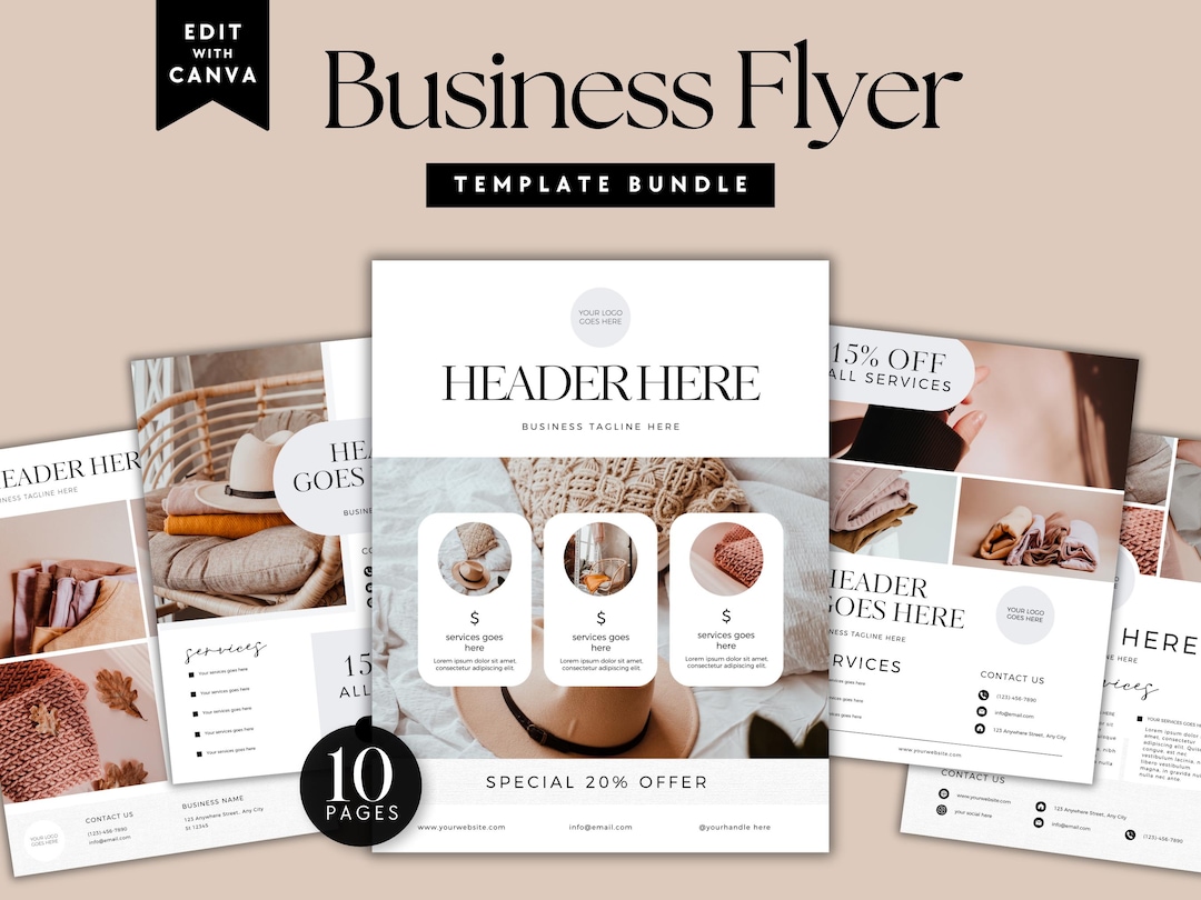 Business Flyer Bundle Canva Template, One Page Marketing Flyer ...