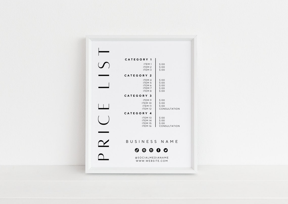 Printable Modern Price List & Payment Sign QR Code Sign - Etsy