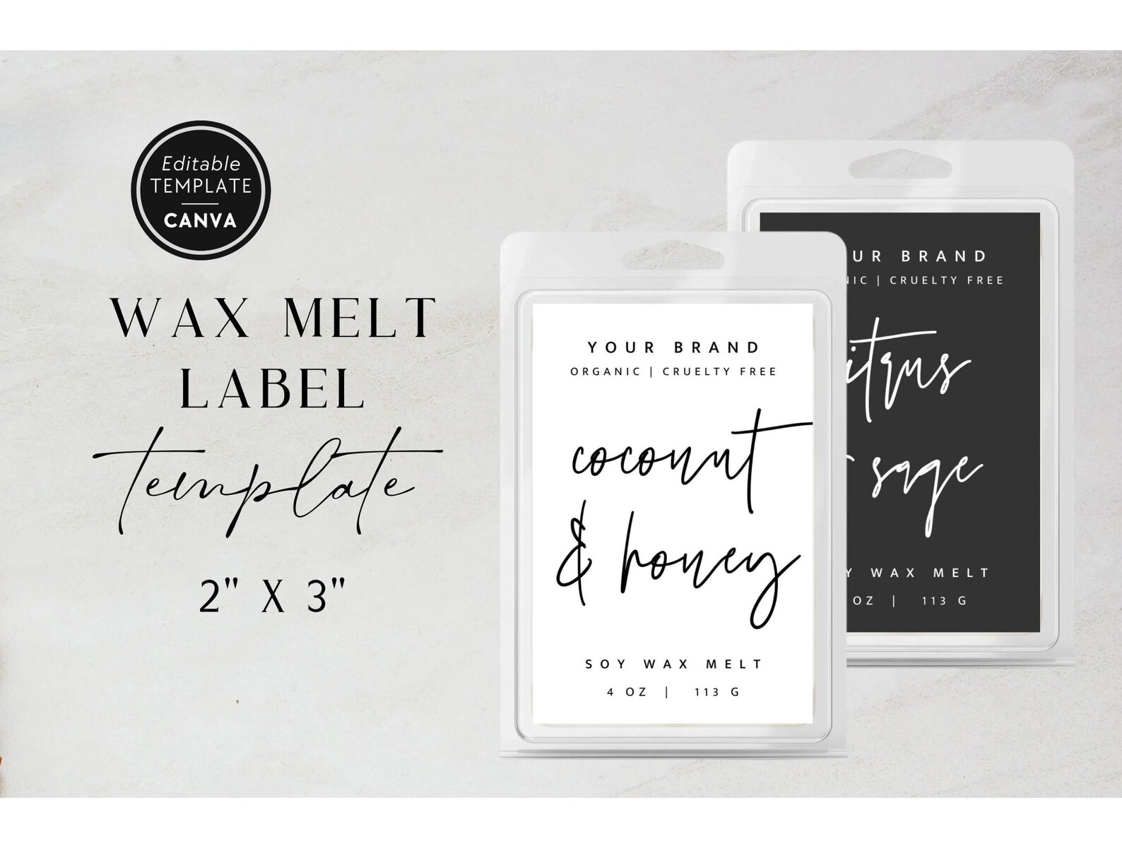 Modern Wax Melt Label Template, Editable Wax Tart Label, Customizable ...