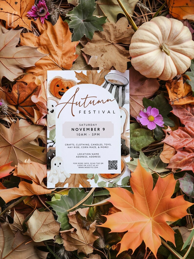 Fall Party Invitation Canva Template, Autumn Festival Party Invite ...